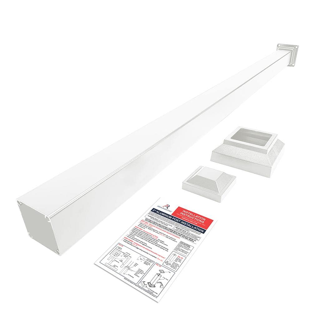 Aria Railing 3 in. x 3 in. x 48 in. White Powder Coated Aluminum Deck ...