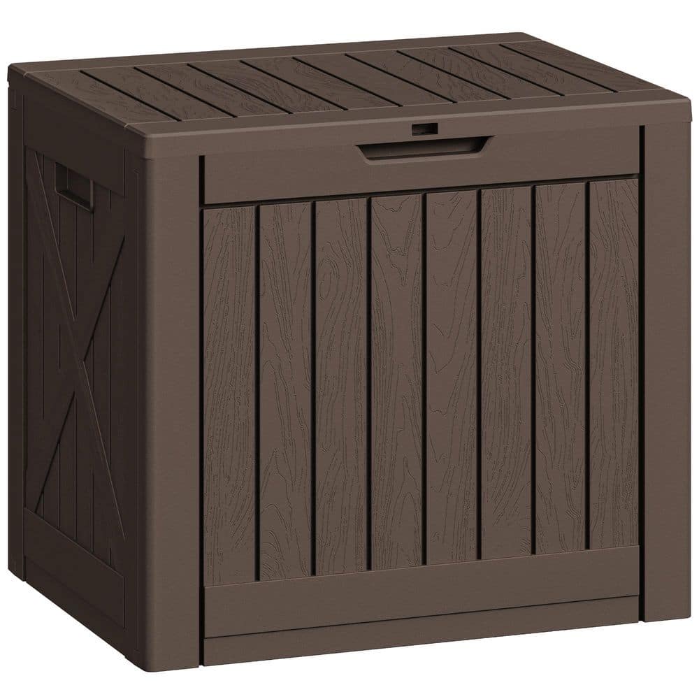 Tozey 40 Gal. Lockable Resin Outdoor Deck Box for Package Delivery, Brown T-PSB24-0729B-8 - The ...