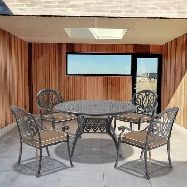 Reviews for Willit Elizabeth Black 5-Piece Cast Aluminum Outdoor Dining ...