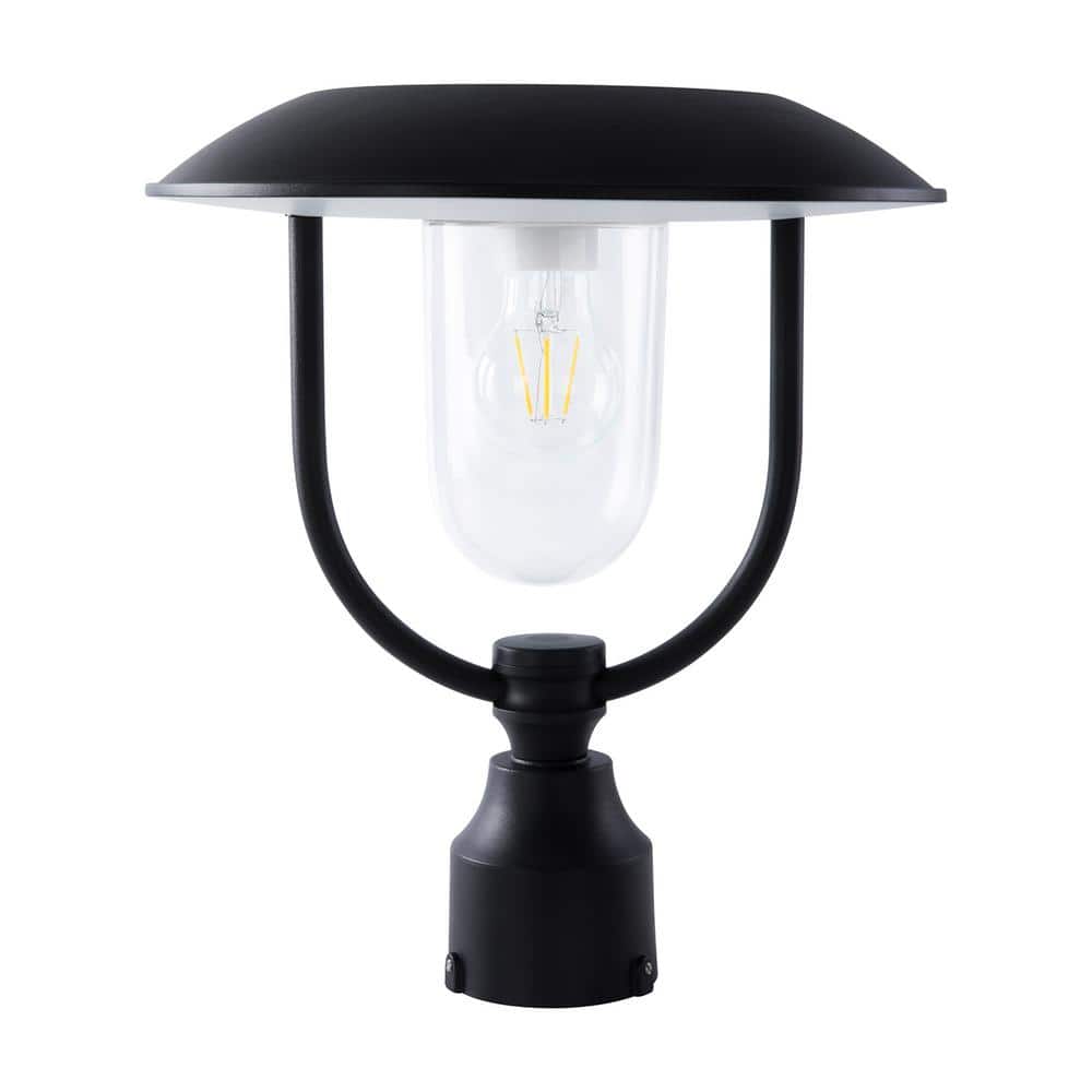 LUTEC 14 " 1-Light Black Aluminum Dusk to Dawn Solar Weather Resistant ...