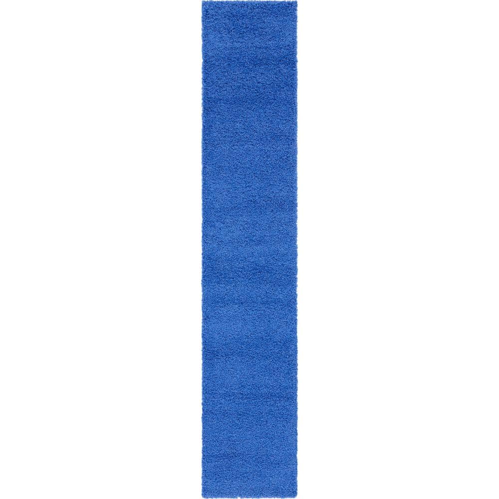 Unique Loom Solid Shag Periwinkle Blue 13 ft. Runner Rug 3140807 - The ...