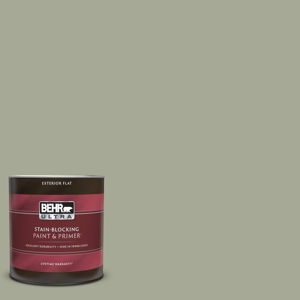 BEHR ULTRA 1 qt. #PPU10-16 Simply Sage Flat Exterior Paint & Primer ...