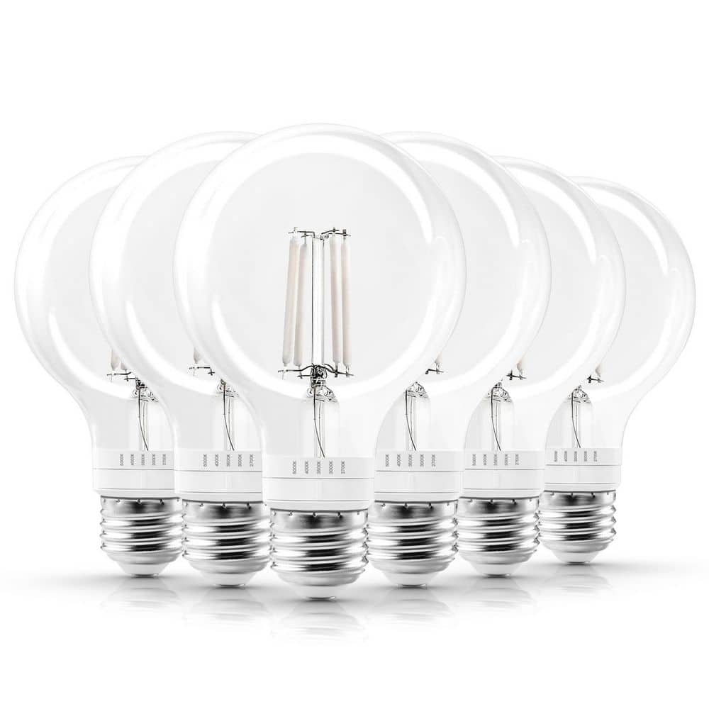 LUXRITE 60-Watt Equivalent G25 LED Light Bulb 5CCT 2700K-5000K 4.5-Watt ...