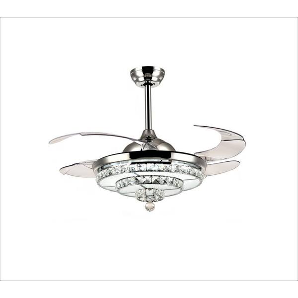 ANTOINE 42 in. Chrome Integrated LED Ceiling Fan with Lights and Remote ...