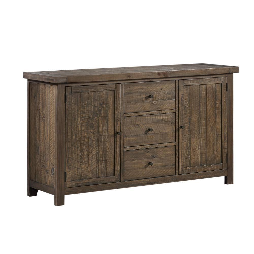Benjara Brown Wood Top 67 in. Sideboard Buffet Cabinet Console with 3 ...