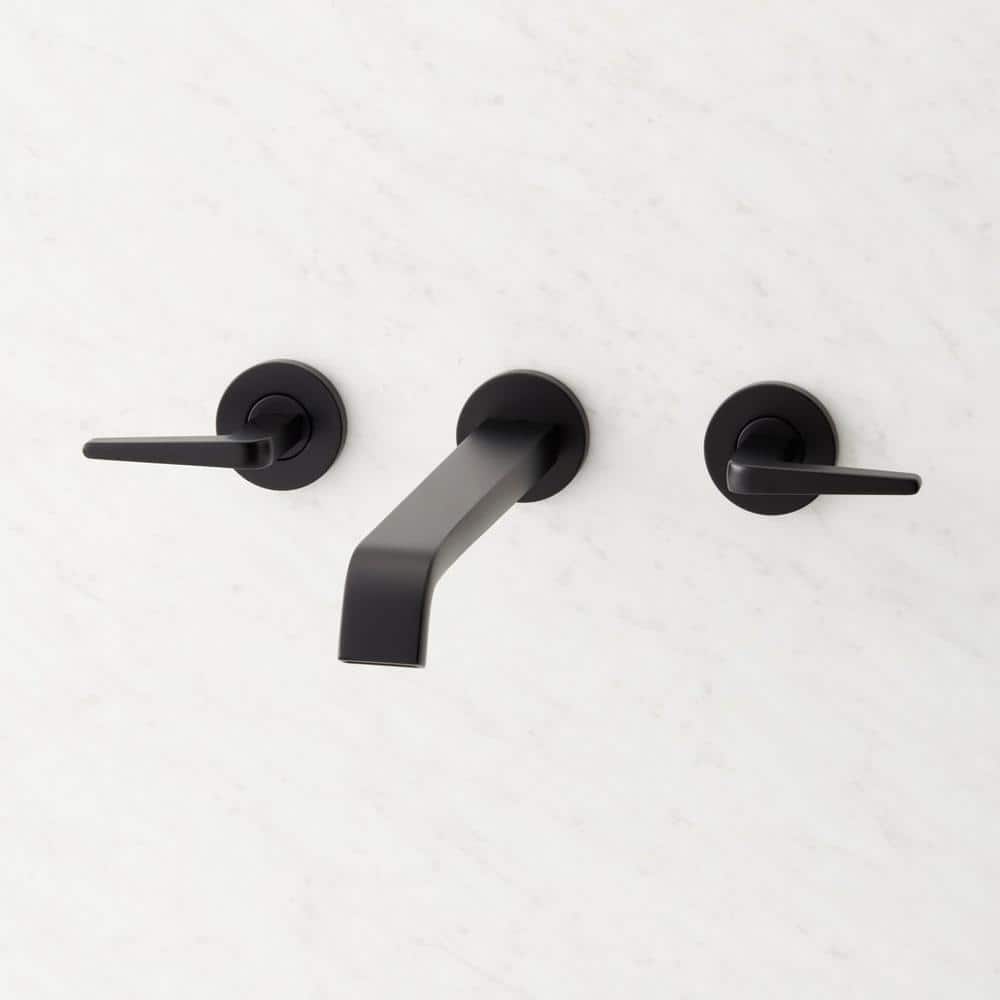 SIGNATURE HARDWARE Drea 2-Handle Wall Mount Roman Tub Faucet in Matte ...