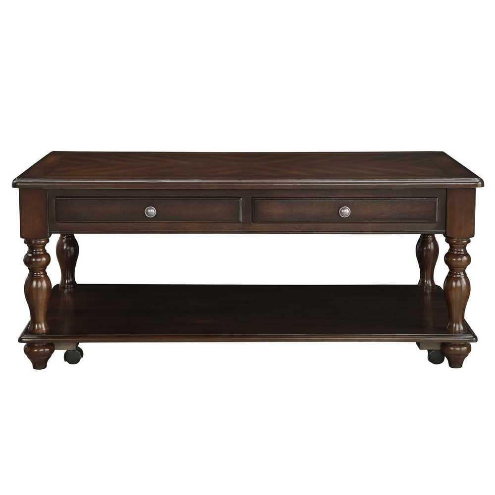 EVERGLADE HOME Koy 48 in. Espresso Rectangular Wood Coffee Table with ...