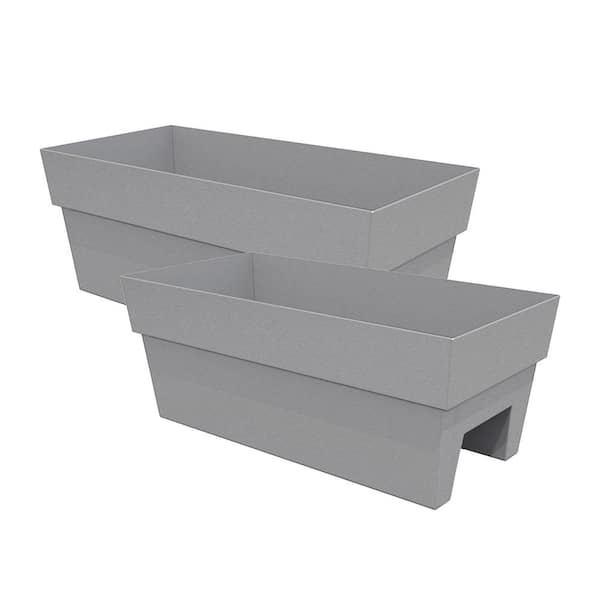 Bloem Finley 24 in. Deck Rail Plastic Planter, Heather Gray (2-Pack) DCB-FDRMIX2 - The Home Depot