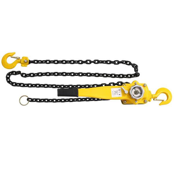 WRIGHTMASTER 1/2-Ton 10 ft. Lever Chain Hoist with Heavy Duty Hooks ...
