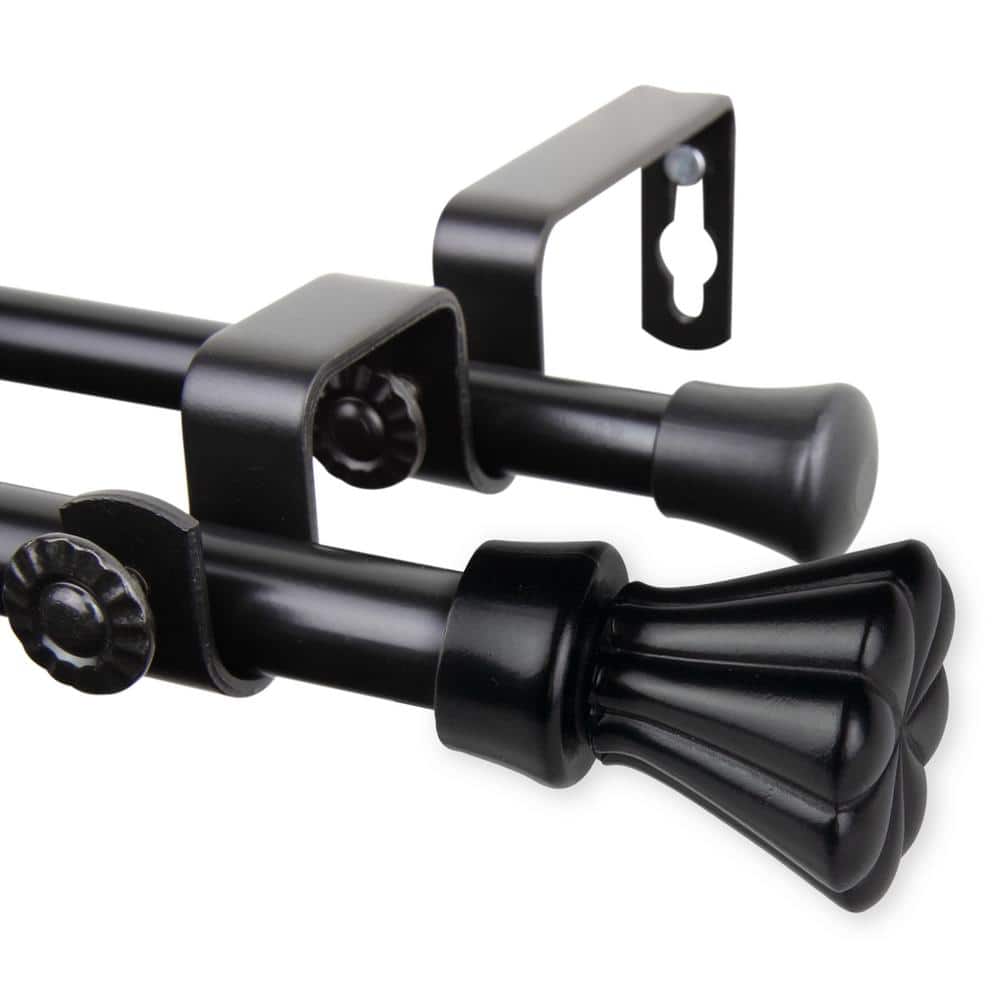 EMOH 28 in. - 48 in. Adjustable Double Curtain Rod 5/8 in. Dia in Black ...