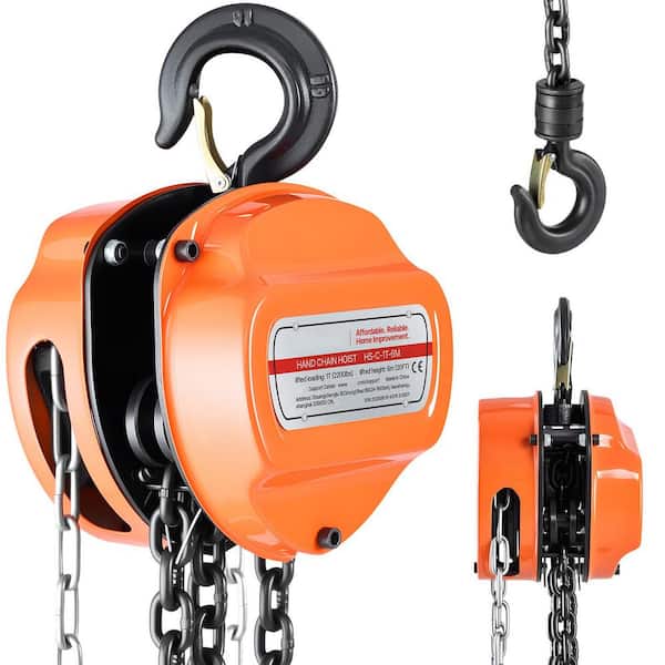 SKYSHALO Hand Chain Hoist, 1 Ton 2200 lbs. Capacity, Manual Chain Block with G80 Chain, 20 ft ...