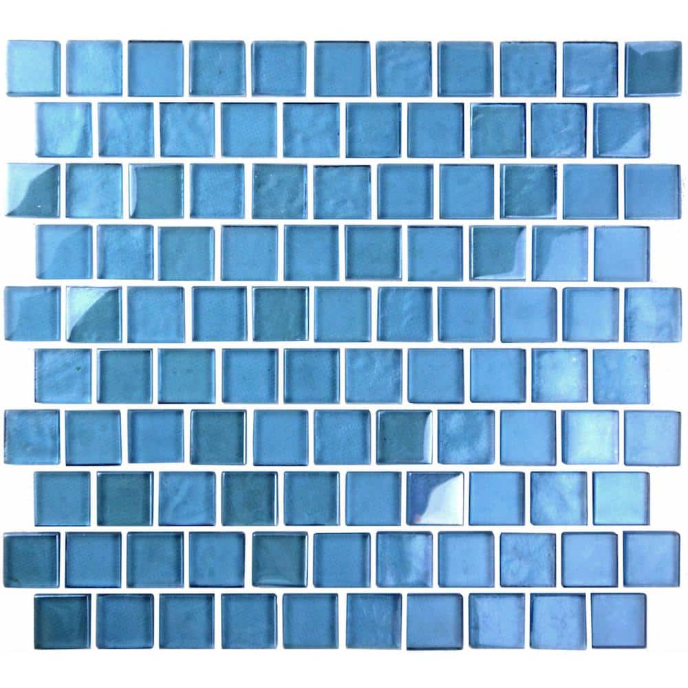 ABOLOS Landscape Danube Blue Square Mosaic 3 in. x 3 in. Glossy ...
