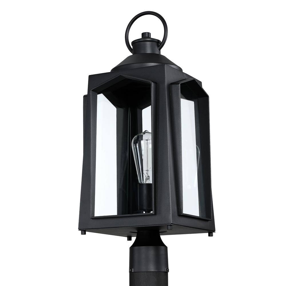 PUDO 22.13 in. H 1-Light Black Metal Hardwired Outdoor Weather ...