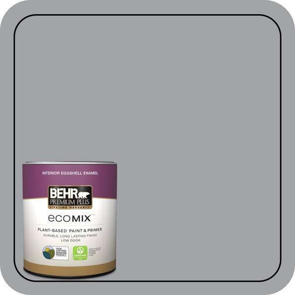 BEHR PREMIUM PLUS 1 qt. #N530-4 Power Gray Eggshell Enamel EcoMix Plant ...