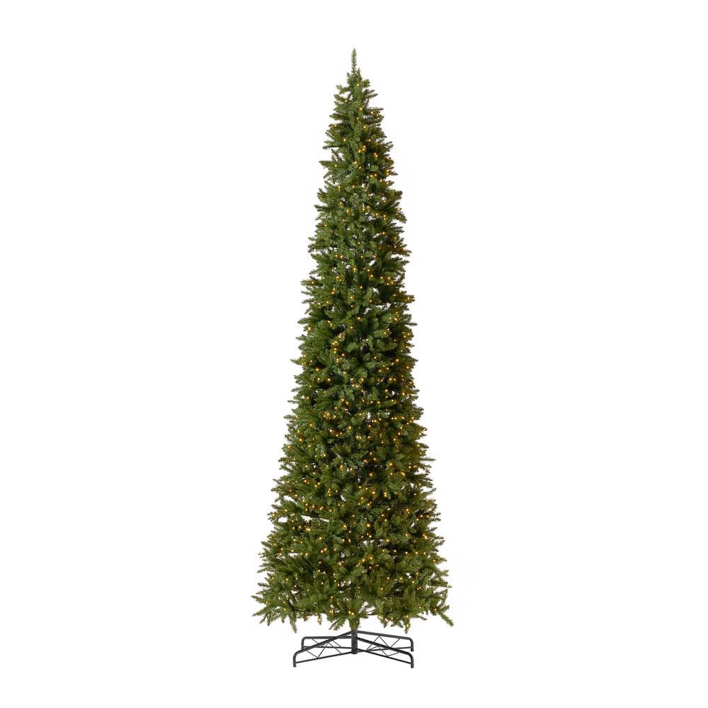 Nearly Natural 13 ft. Pre-Lit LED Slim Green Mountain Pine Artificial ...