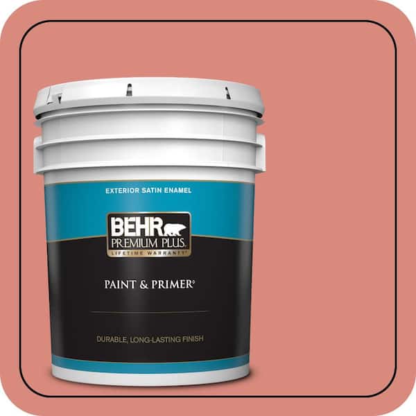 BEHR PREMIUM PLUS 5 gal. #M170-5 Indian Sunset Satin Enamel Exterior ...