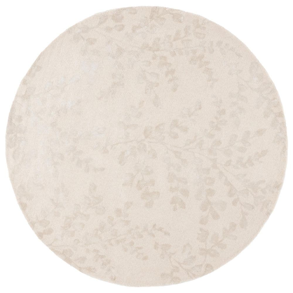 SAFAVIEH Glamour 6 ft. x 6 ft. Ivory/Beige Oversized Botanical Round ...