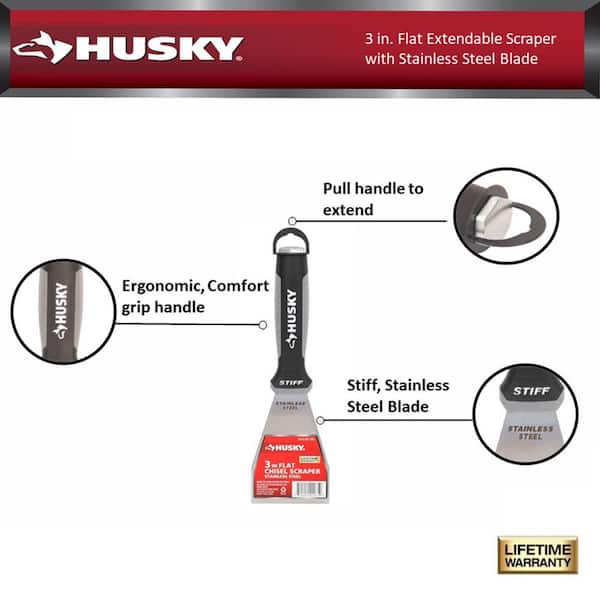 Husky 3 in. Flat Extendable Scraper with Stainless Steel Blade 90985 ...