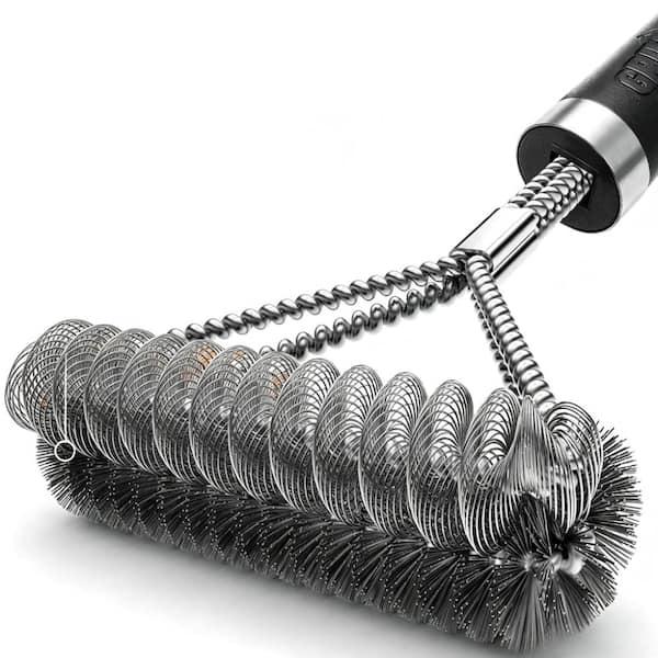 18-Inch Grill Brush with Wire and Helix Combo, Safe Efficient BBQ Grill ...