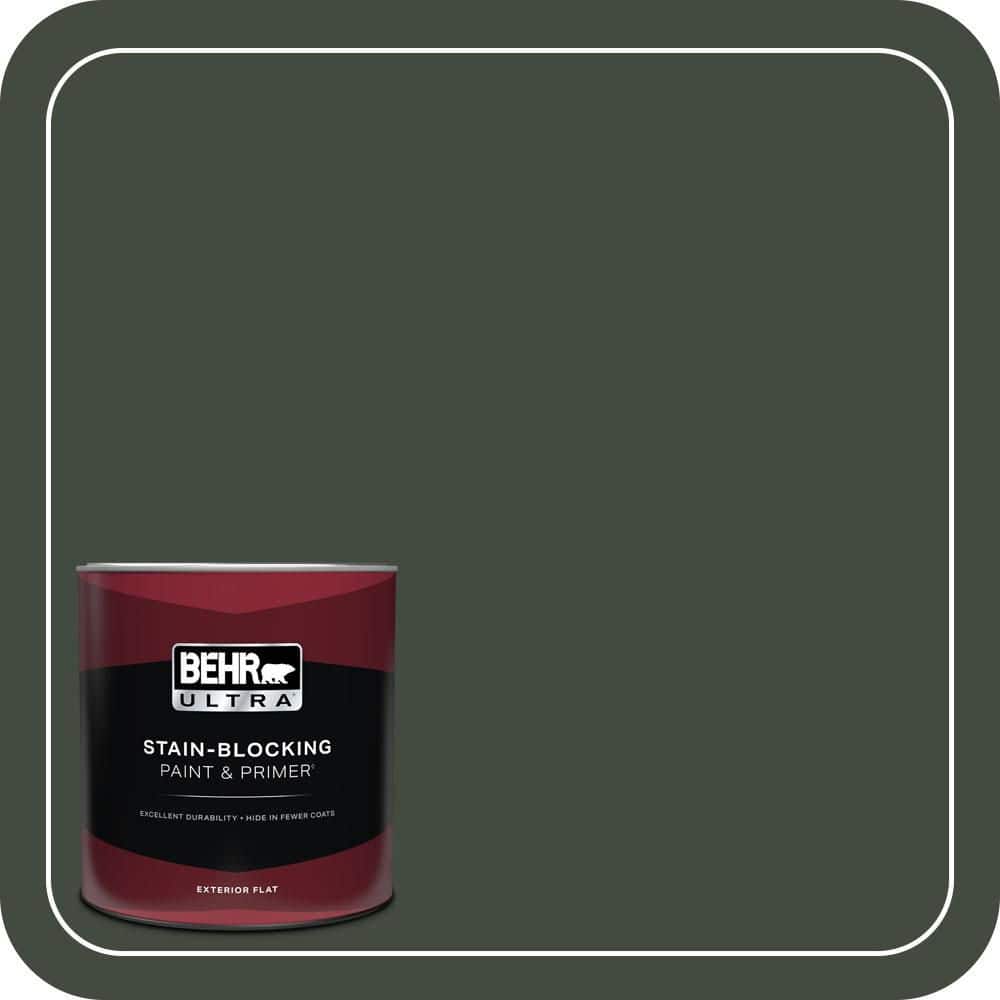 BEHR ULTRA 1 qt. #BXC-12 Deep Forest Flat Exterior Paint & Primer ...