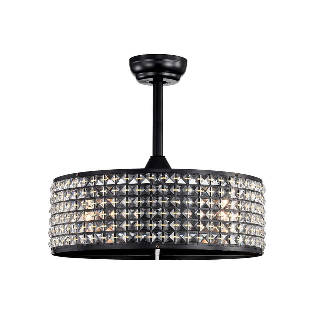bessten Artemis 20 in. Indoor Crystal Black Caged Ceiling Fan with ...