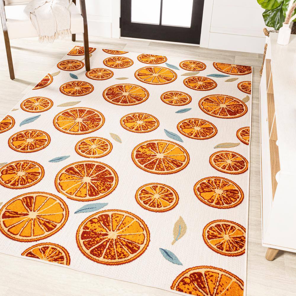 JONATHAN Y Aranciata Citrus Slice High-Low Orange/Cream 5 ft. x 8 ft ...