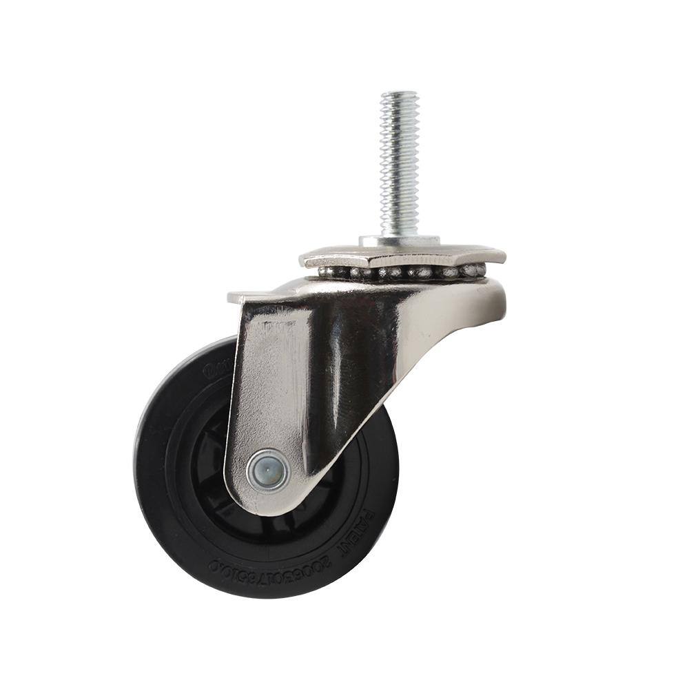 Everbilt 2 in. Light Duty Polyprolyene Black Stem Mount Caster 80 lbs ...