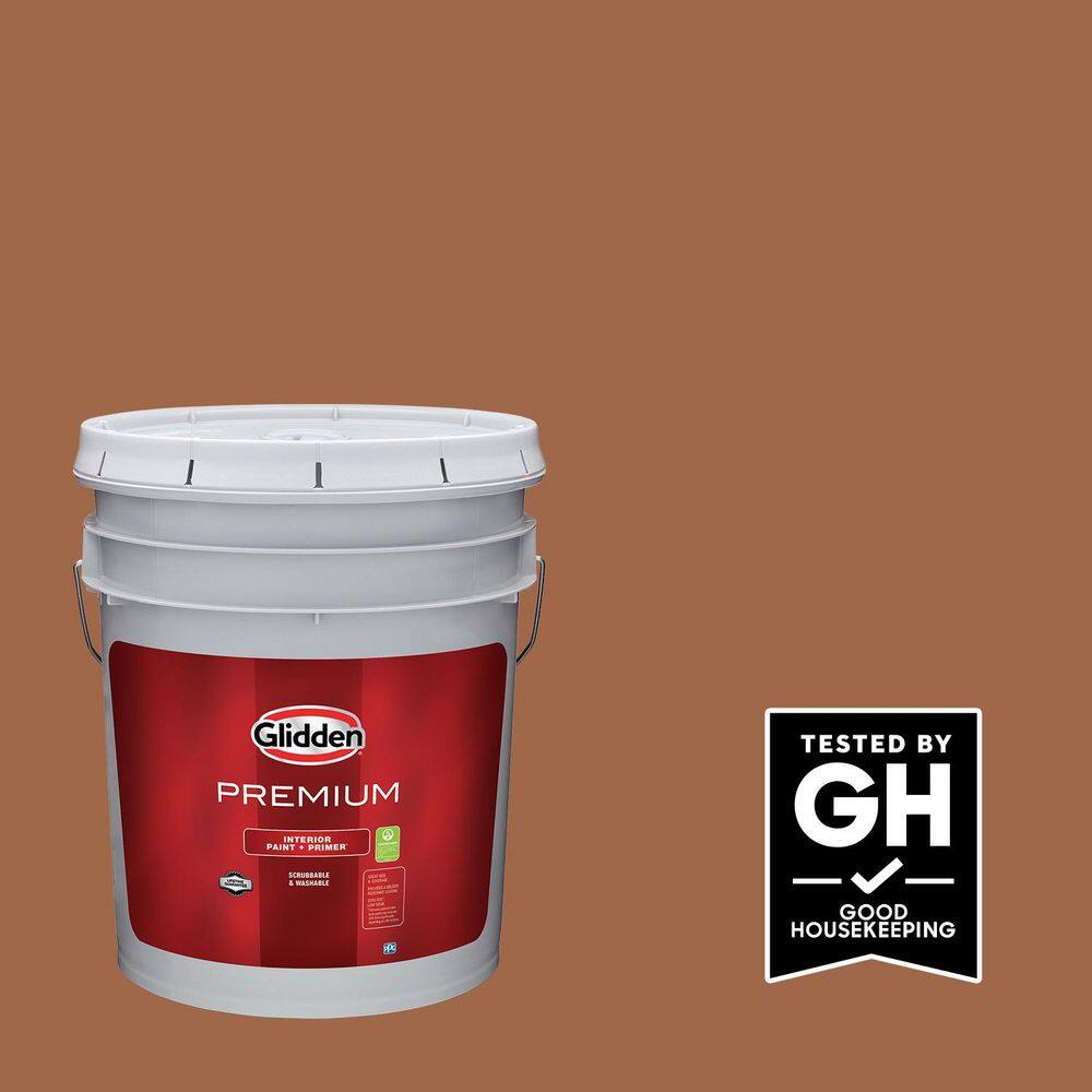 Glidden Premium 5 gal. PPG1069-6 Foxfire Brown Satin Interior Latex ...