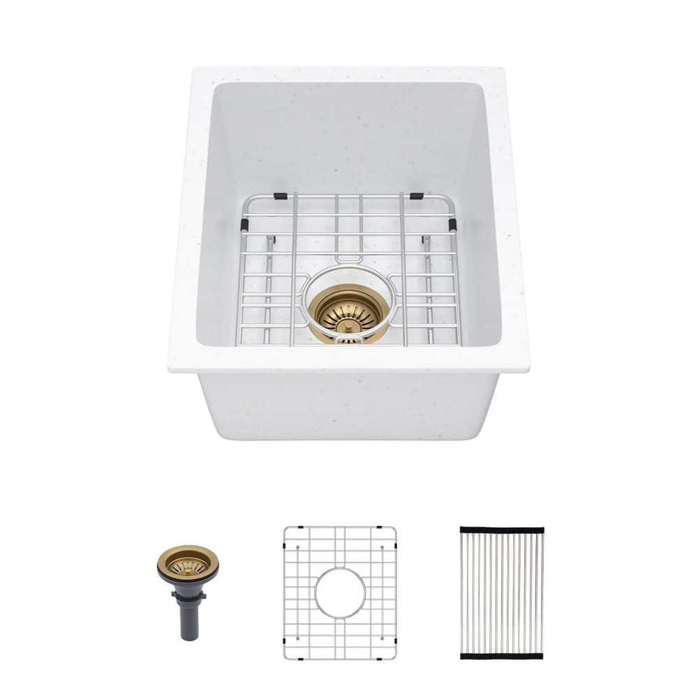 TCYO 15 in. Undermount Single Bowl White Quartz Kitchen Sink with ...