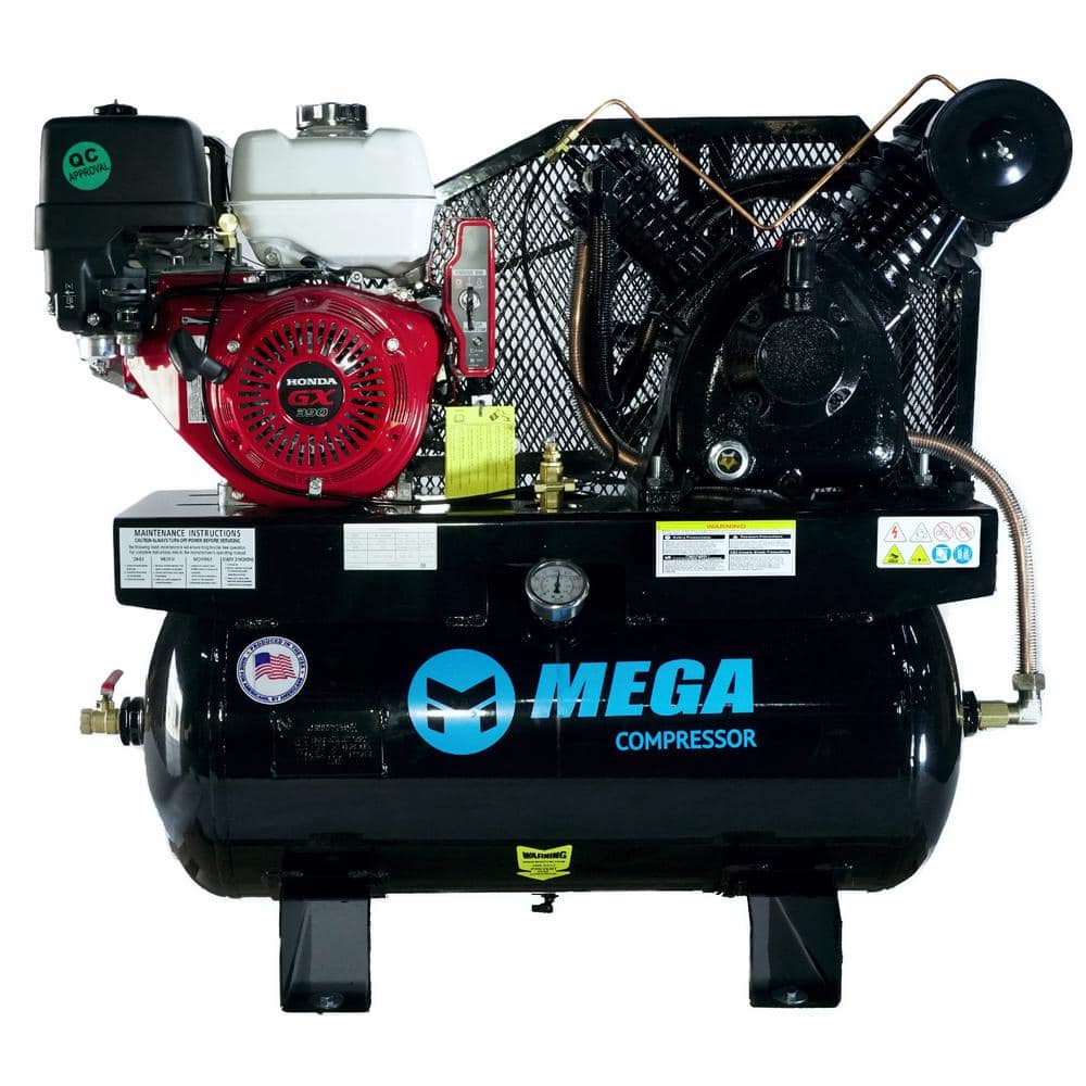 Mega Compressor 30 Gal. 14 HP 175 PSI Gas Truck Mount Air Compressor MP ...