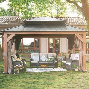 Hampton Bay Crownhill 13 ft. x 11 ft. Hardtop Gazebo with Wood Posts ...