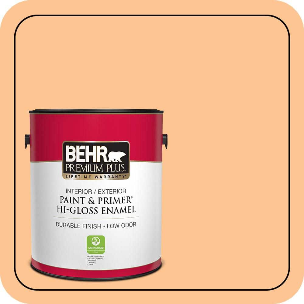 BEHR PREMIUM PLUS 1 gal. #P220-4 Dainty Apricot Hi-Gloss Enamel ...