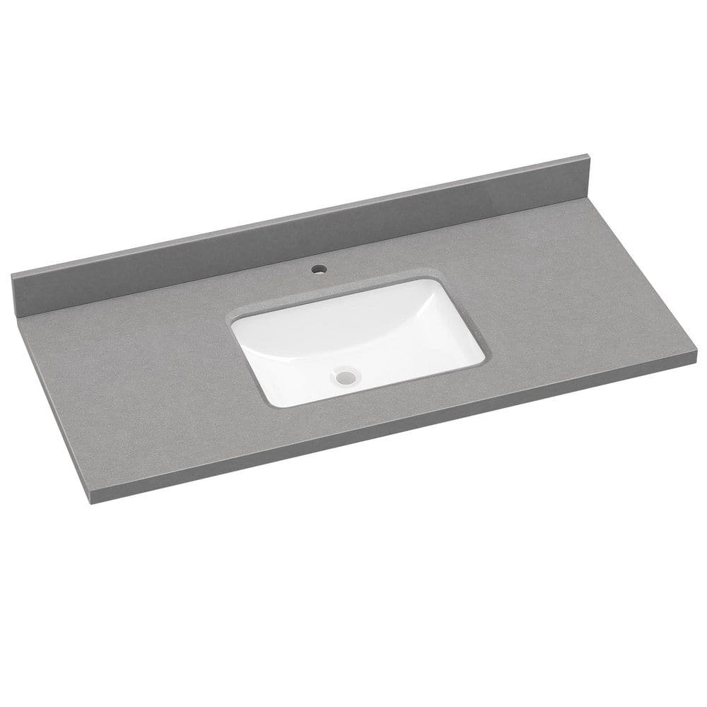 Zeafive 48 in. W x 22 in. D Engineered Stone Marble White Rectangular ...