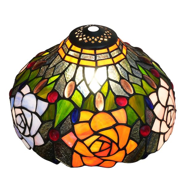 Lasaideal 12 In Dia X 7 In H Tiffany Style Stained Glass Dome Table