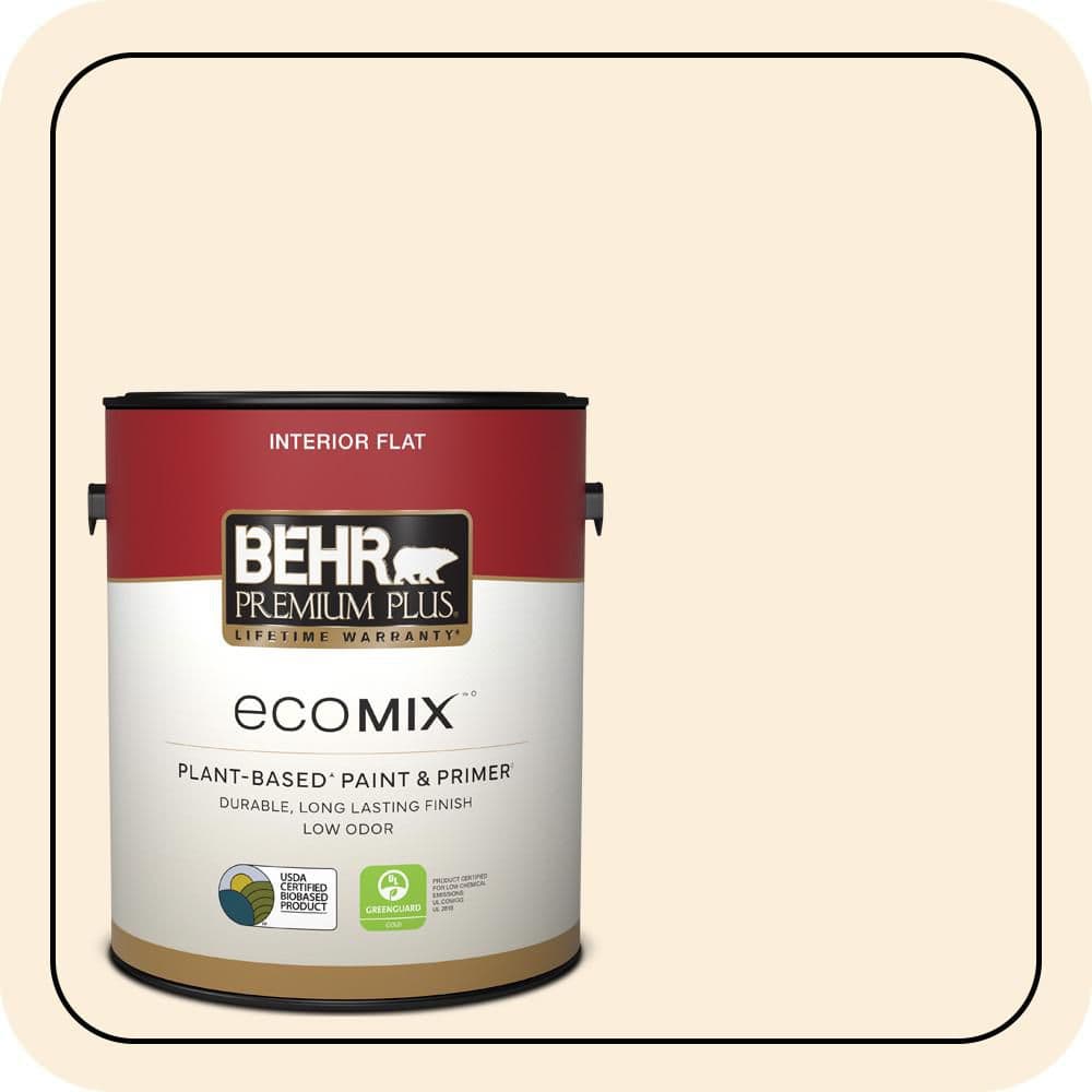 BEHR PREMIUM PLUS 1 gal. #W-D-720 Innocence Flat EcoMix Plant-Based ...