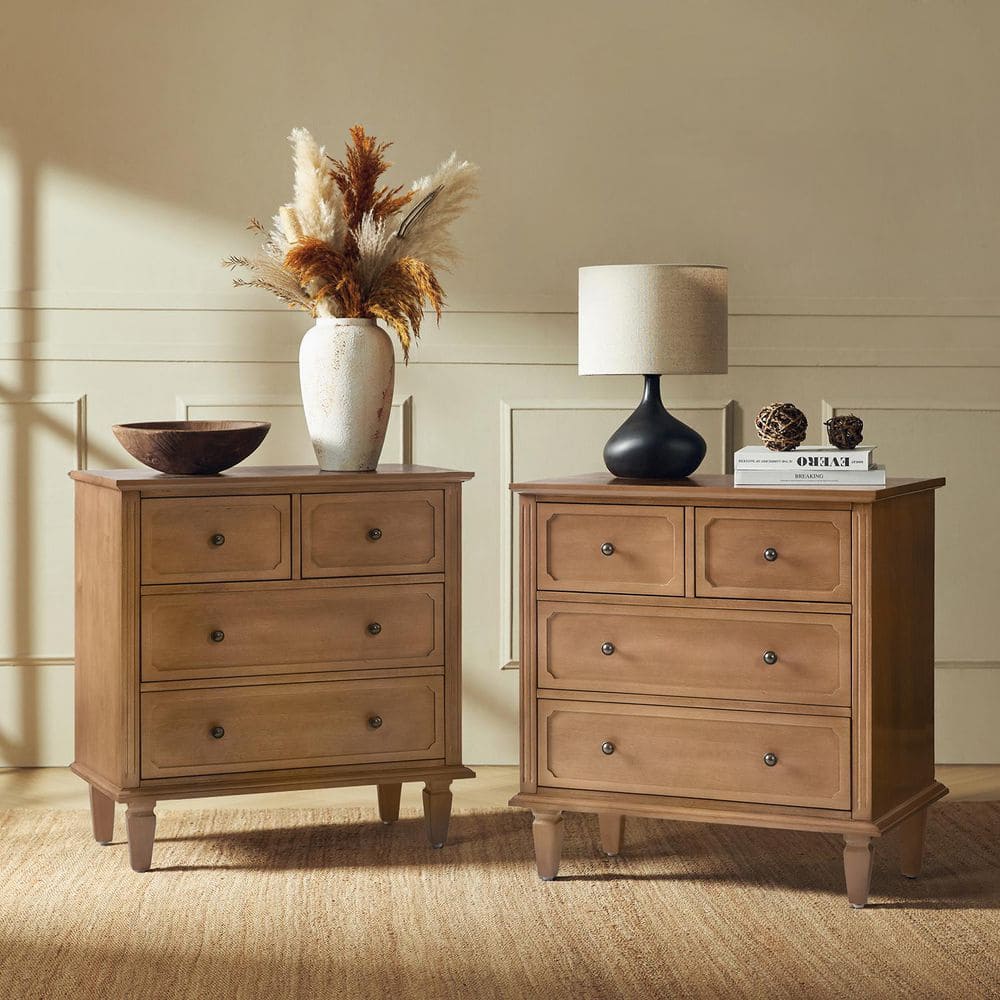 JAYDEN CREATION Jovina Acorn 30 in. W in. 4-Drawer Accent Chest with ...
