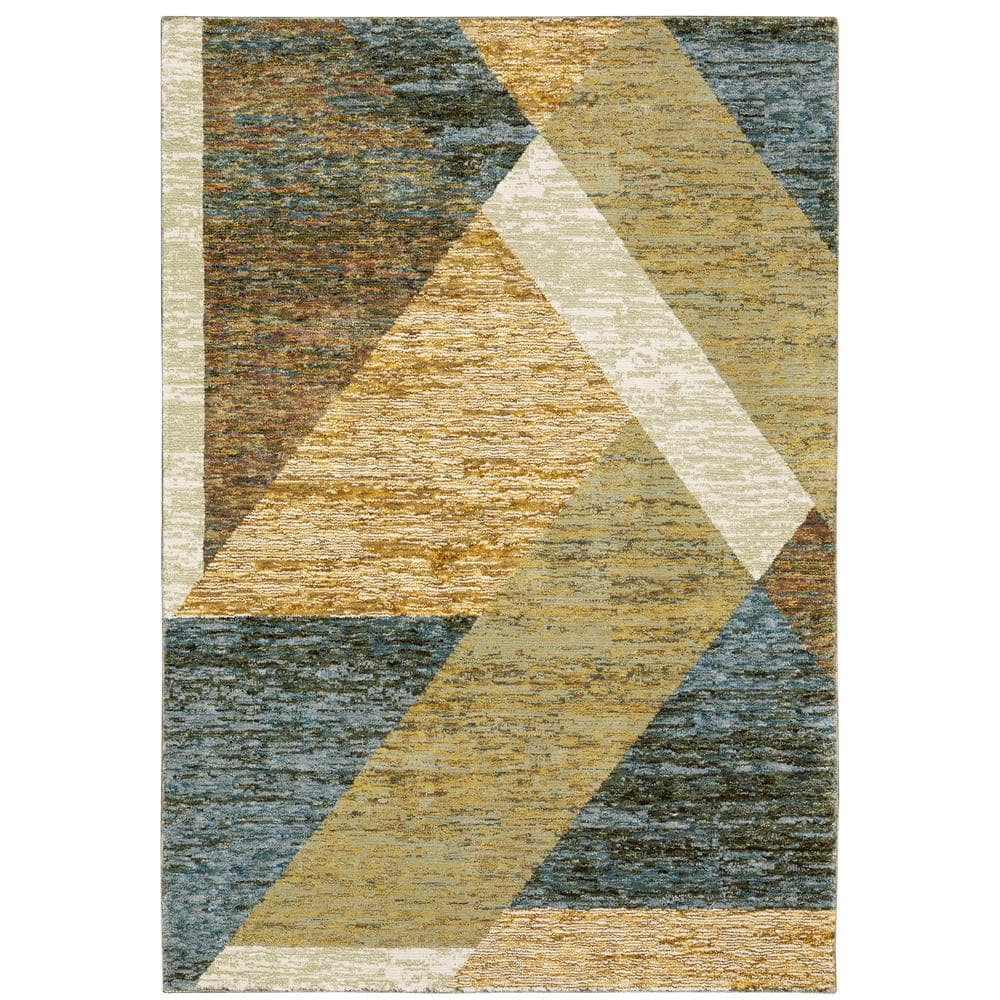 AVERLEY HOME Saturn Gold/Blue 3 ft. x 5 ft. Geometric Polypropylene ...