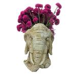 HOMESTYLES 13 in. Antique White Grumpy the Muggly Face Statue Planter ...