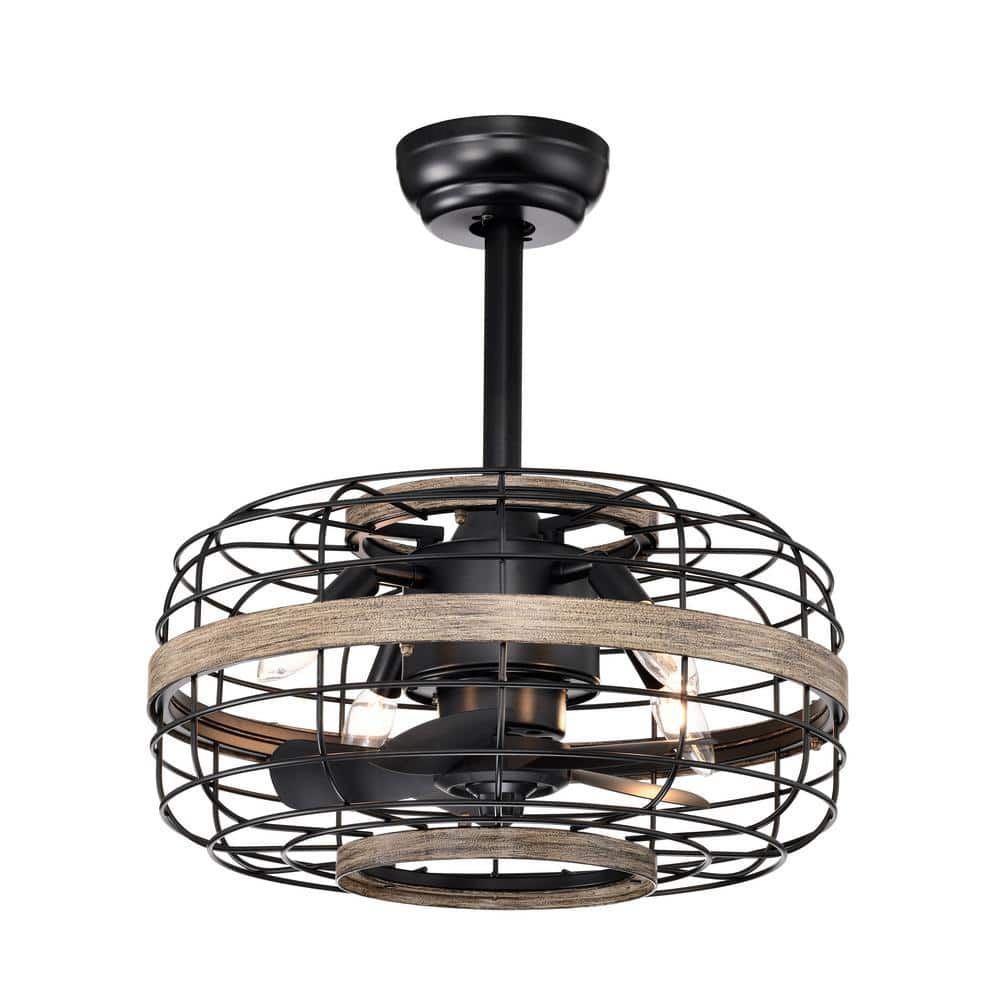 Jushua 18 in. Smart Indoor Farmhouse Ceiling Fans Light, Caged Ceiling ...