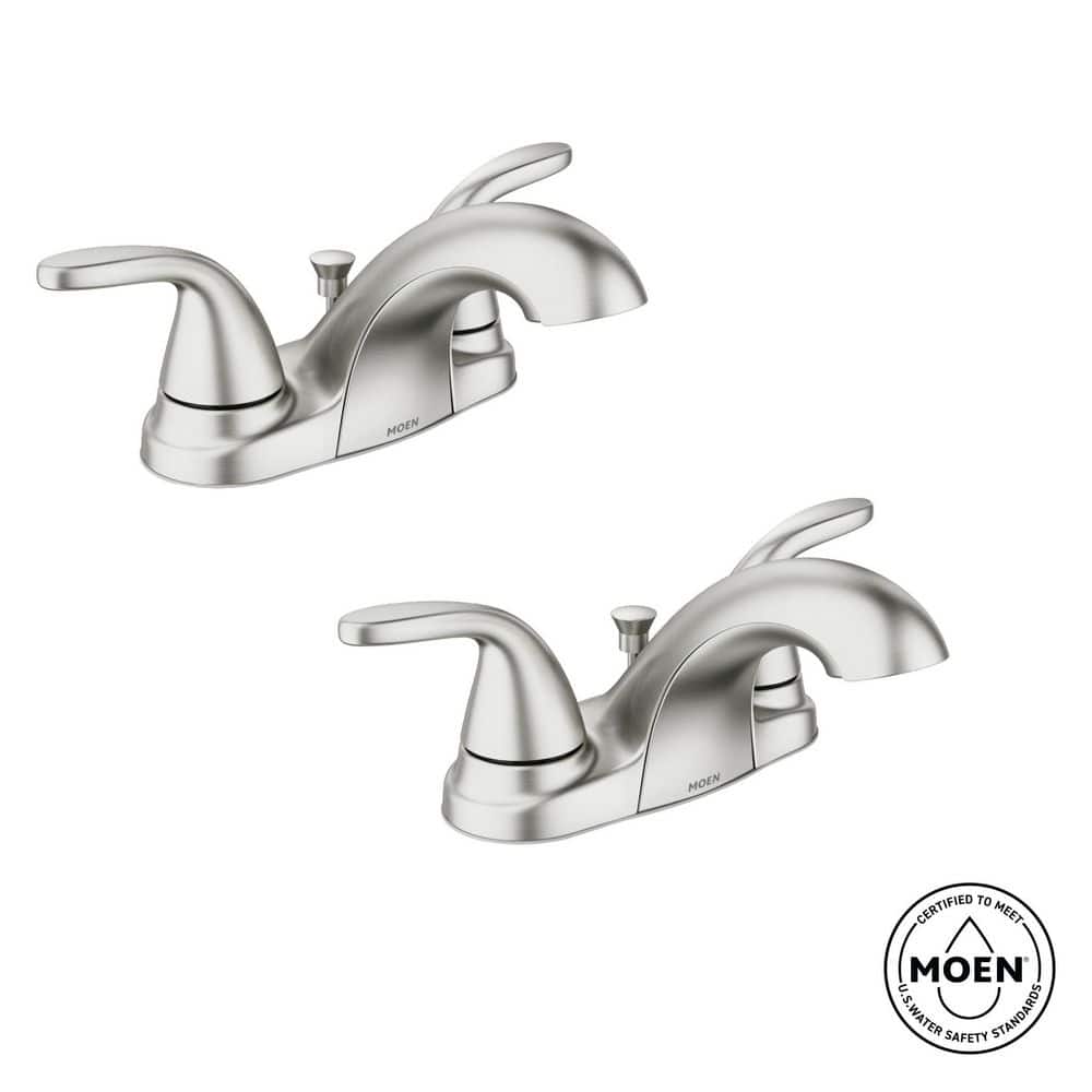 MOEN Adler 4 in. Centerset 2-Handle Bathroom Faucet in Spot Resist ...