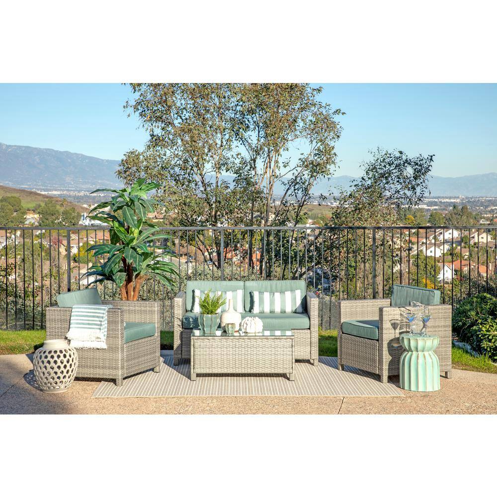 Coaster Home Furnishings Sienna Gray 4-Piece Wicker Patio Conversation ...