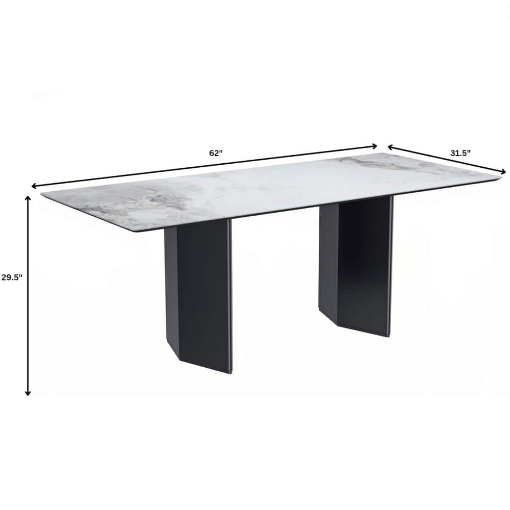 Leisuremod Lior Rectangular 62 in. Sintered Stone Dining Table in Black ...