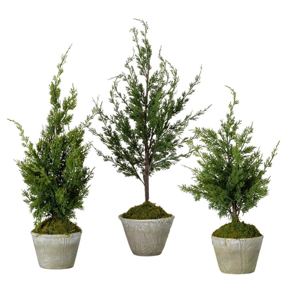 SULLIVANS 22 in. , 26 in. and 32 in. Artificial Cedar Tree - Set of 3 ...