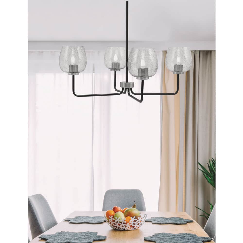 Elonia 30.25 in. 4 Light Chandelier Light Matte Black & Graphite Shaded ...