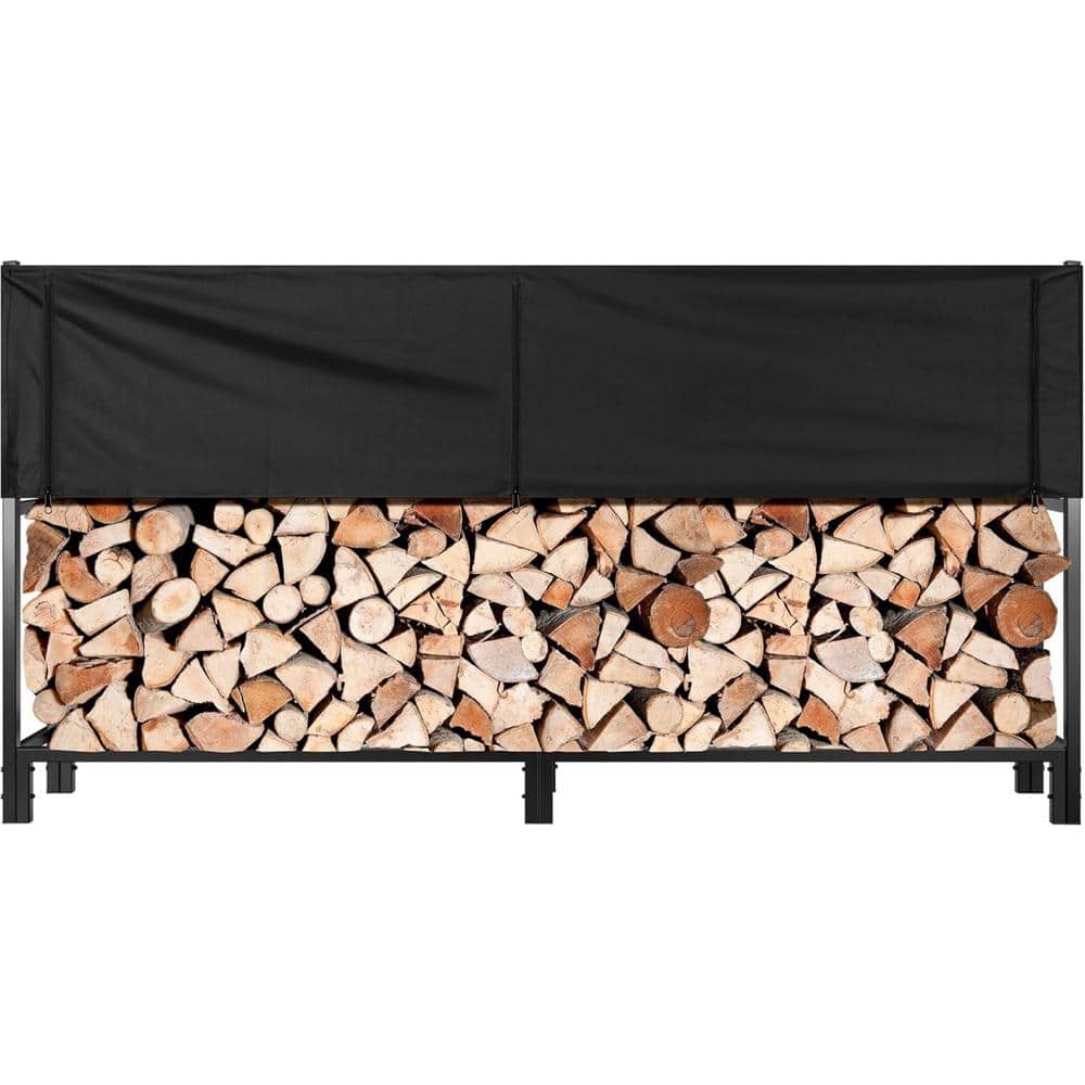 VIVOHOME 8 ft. Upgraded Heavy Duty Outdoor Firewood Rack with Cover ...