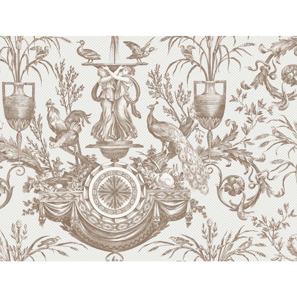 York Wallcoverings Avian Fountain Toile Mink Wallpaper Roll RT7812 ...