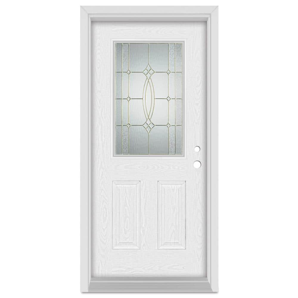 Stanley Doors 36 in. x 80 in. Diamanti Classic Left-Hand 1/2 Lite Brass ...