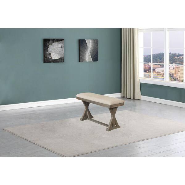 Best Quality Furniture Gilberta 48 in. Beige Dining Bench Beige Linen Fabric 16 in. D305 CHB