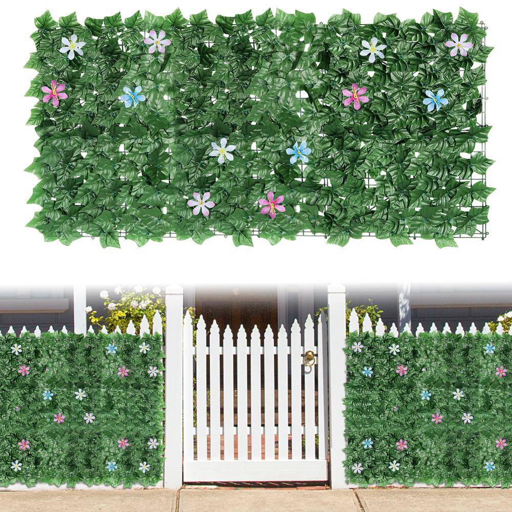 Oumilen 24 Artificial Peanut Leaf Privacy Fence Screens with Flowers ...