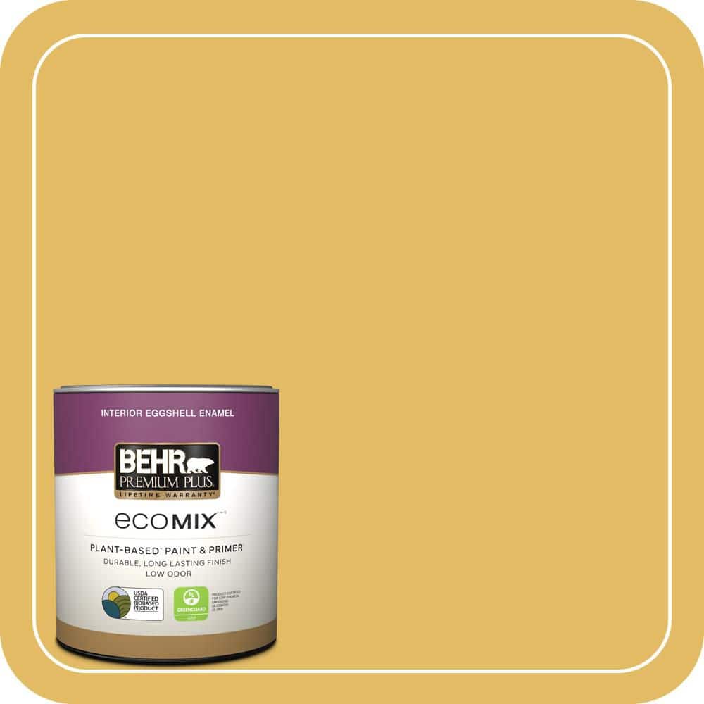 BEHR PREMIUM PLUS 1 qt. #MQ4-12 Dandelion Wish Eggshell Enamel EcoMix ...
